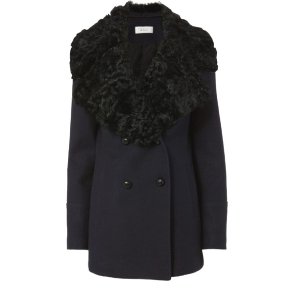 A.L.C. | Jackets & Coats | Alc Coat Jacket Wool Shearling Fur Trim ...